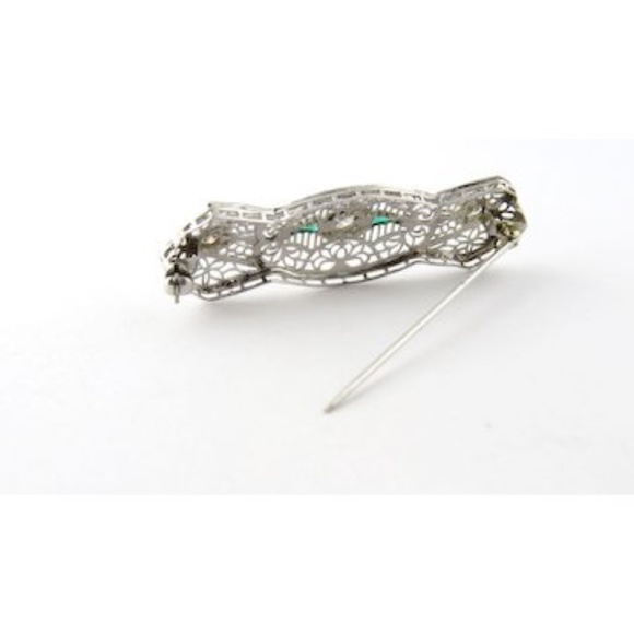 Estate | Jewelry | Vintage 4k White Gold Art Deco Diamond And Emerald ...
